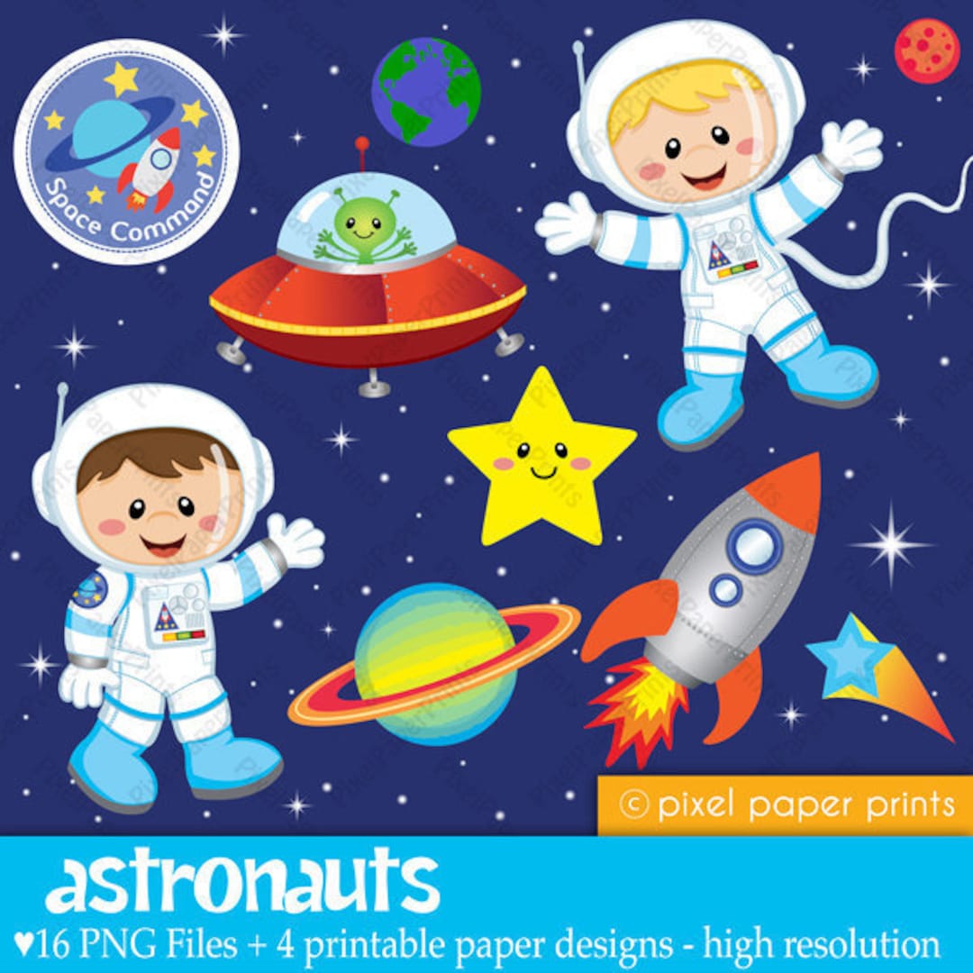 Astronauts - Clip Art and Digital Paper Set - Digital Download - Etsy