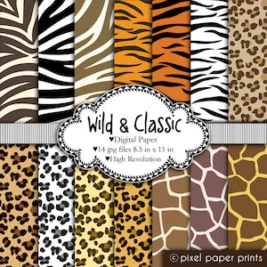 Wild & Classic - Animal Prints - Digital Paper Set - Leopard, Zebra ...