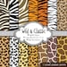 Wild & Classic Animal Prints Digital Paper Set Leopard, Zebra, Giraffe ...