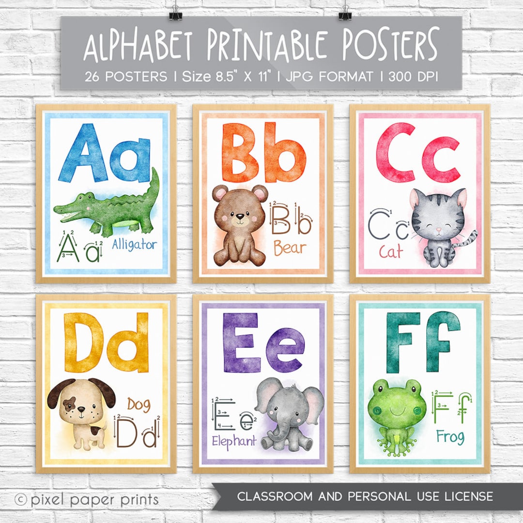 Alphabet Printable Posters - Digital Animal ABC Posters for Classroom ...