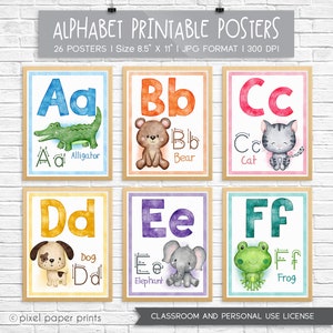 Alphabet Printable Posters - Digital Animal ABC Posters for Classroom ...