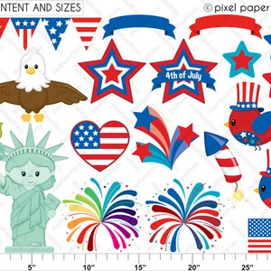 Independence Day Clipart CUTE 4th of JULY Clipart and Digital Paper Set ...