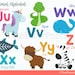 Animal Alphabet - LETTERS U TO Z - Clipart and Digital Paper Set - Cute ...