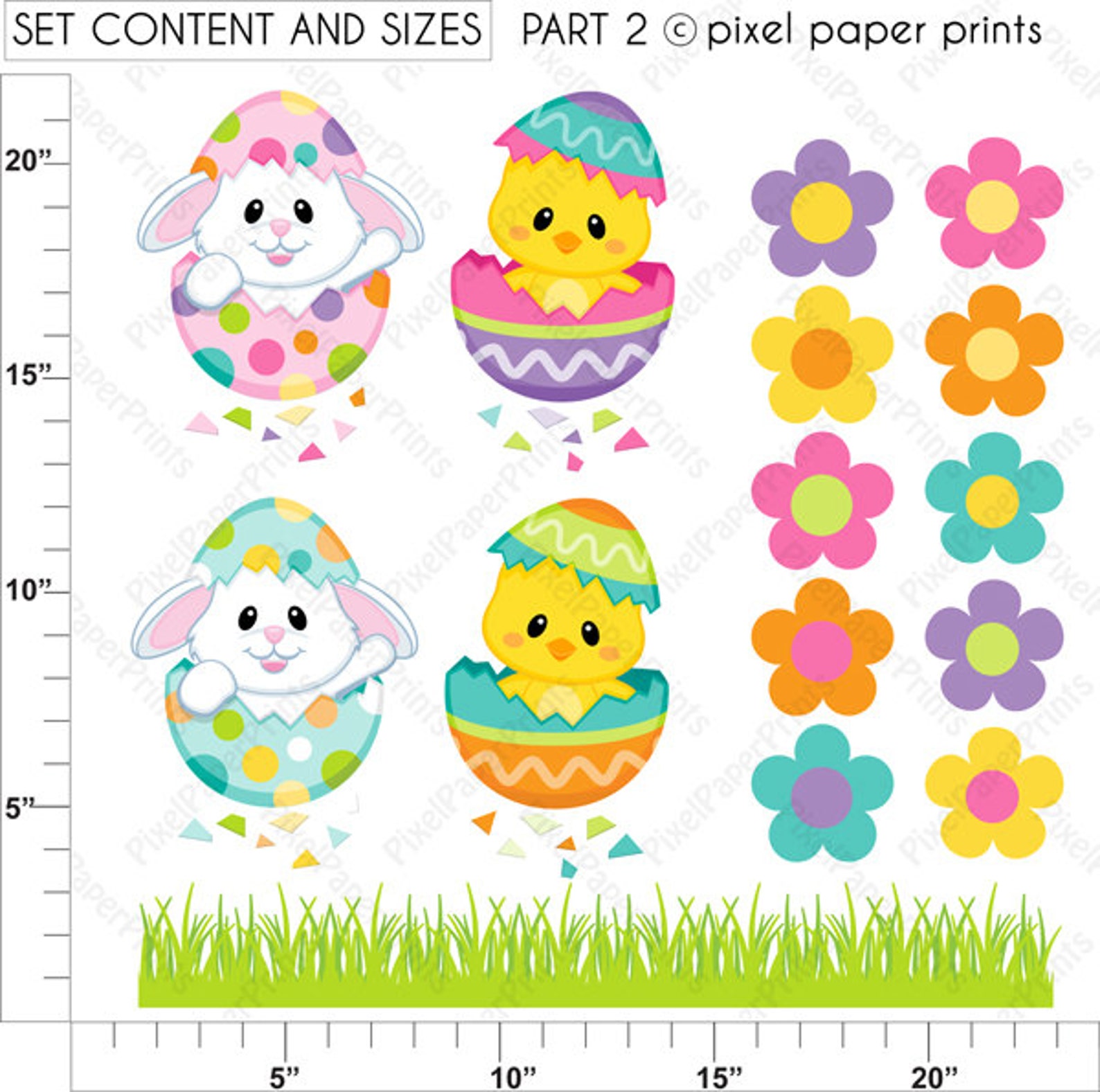 Easter Eggs Clipart Clip Art and Digital Paper Set Digital - Etsy