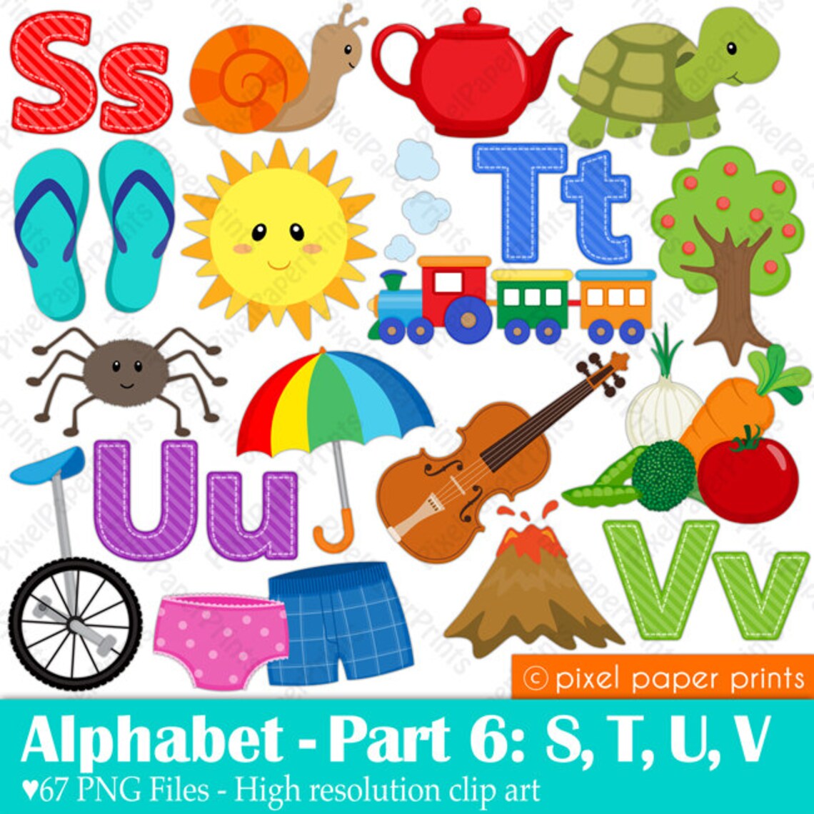Alphabet Clipart Part 6 ABC Clip Art STUV School Clip Art | Etsy