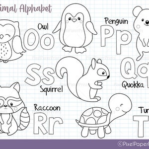 Animal Alphabet Collection A to Z - Digital Stamps - ABC Clip Art ...