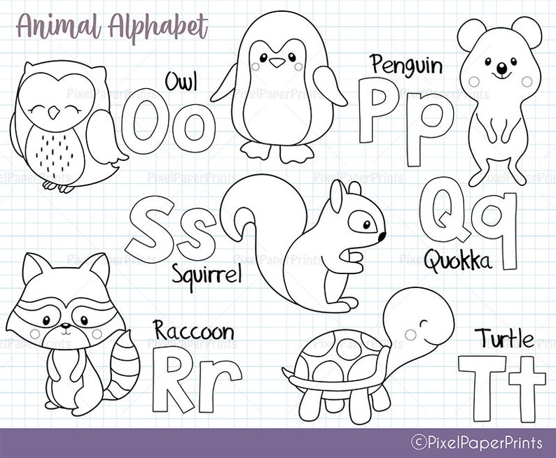 Animal Alphabet Collection A to Z Digital Stamps ABC Clip - Etsy