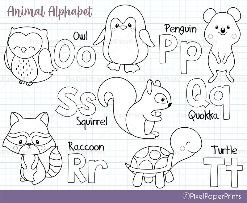 Animal Alphabet Collection A to Z - Digital Stamps - ABC Clip Art ...