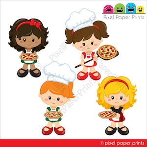 La Pizzeria Girls - Clip Art and Digital Paper Set - Pizza Party ...