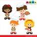 La Pizzeria Girls Clip Art and Digital Paper Set Pizza Party Clipart ...