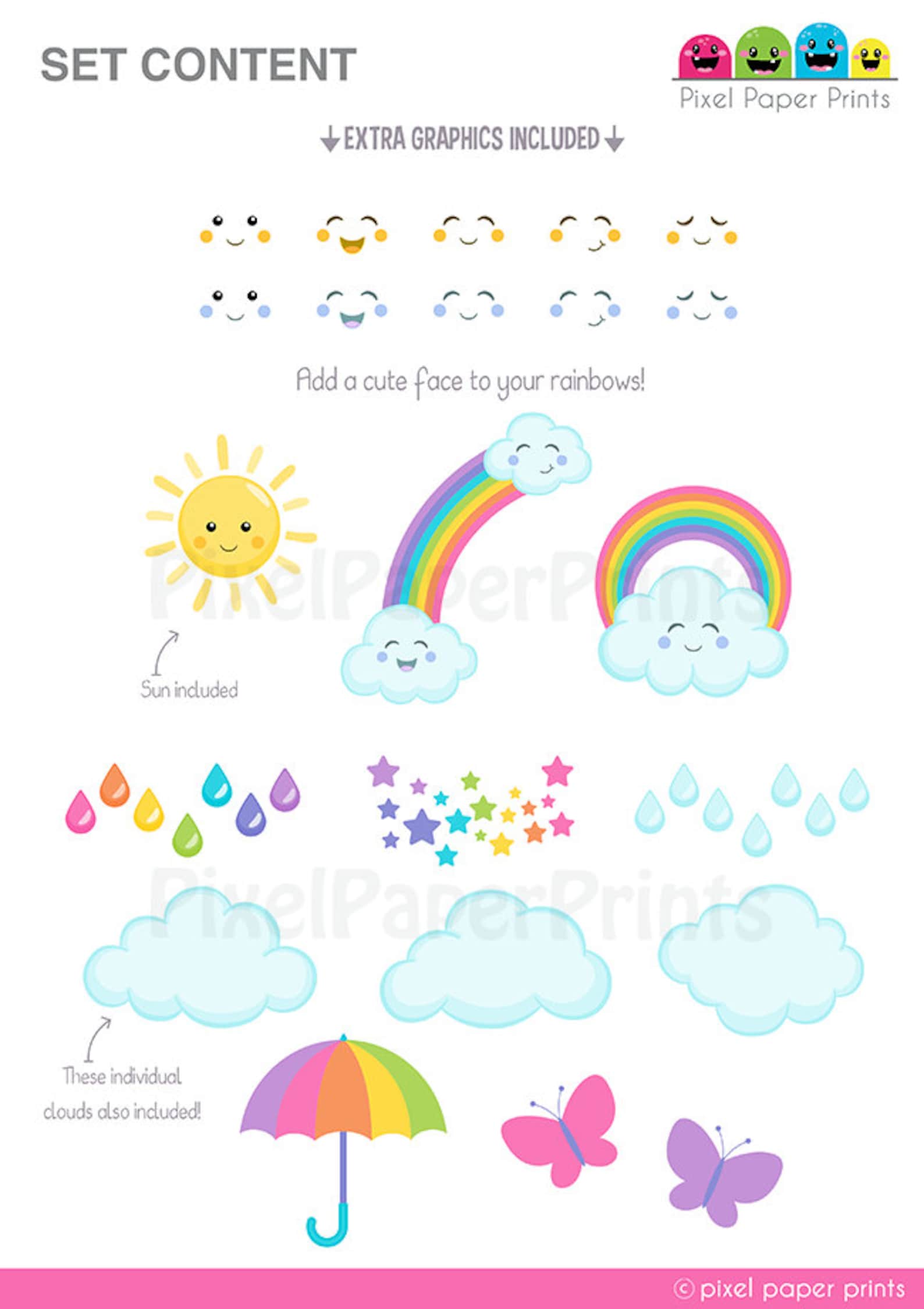 Rainbow Clipart Set | Colorful PNG Graphics for Commercial Use ...