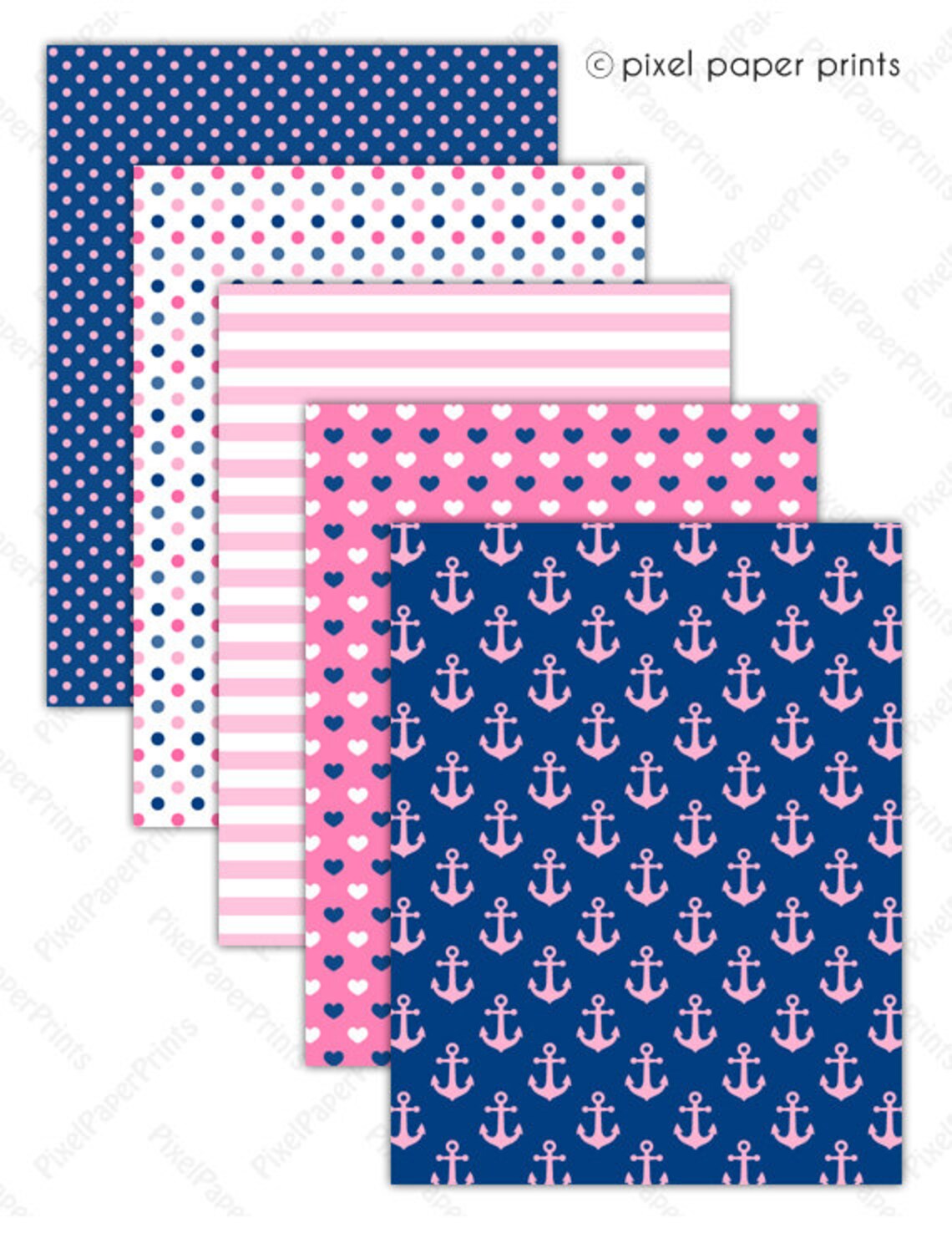 Pink Baby Sailor Clip Art and Digital Paper Set Nautical - Etsy