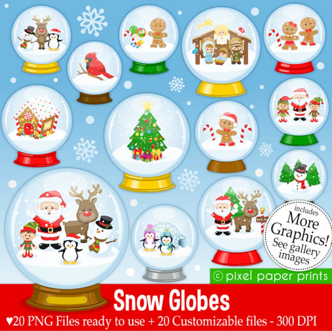 Snow Globe Clip Art - Christmas Clipart - Clip Art Bundle - Digital ...