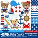 Nautical clipart Clip art and digital paper set Baby | Etsy