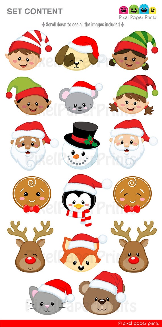 Christmas Faces - Clip Art — PixelPaperPrints