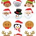 Christmas Faces Clipart - Christmas Clip Art - Head - Digital Download ...
