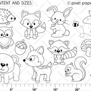 Woodland Animals Digital stamps Clipart | Etsy