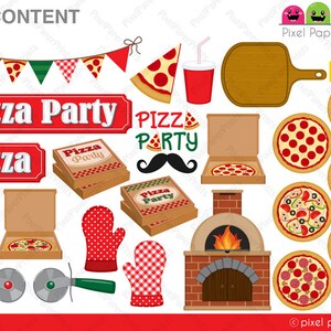 Pizza Party- Clip Art and Digital Paper Set - Pizza Clipart - Etsy