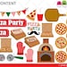 Pizza Party- Clip Art and Digital Paper Set - Pizza Clipart - Etsy