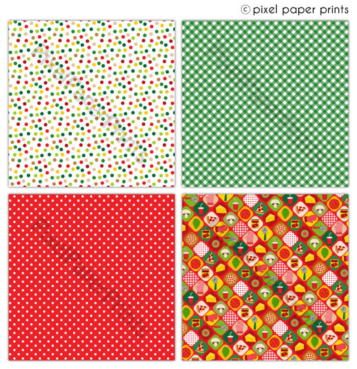 Pizza Papers- Digital Paper Set - Pizza Party - Etsy