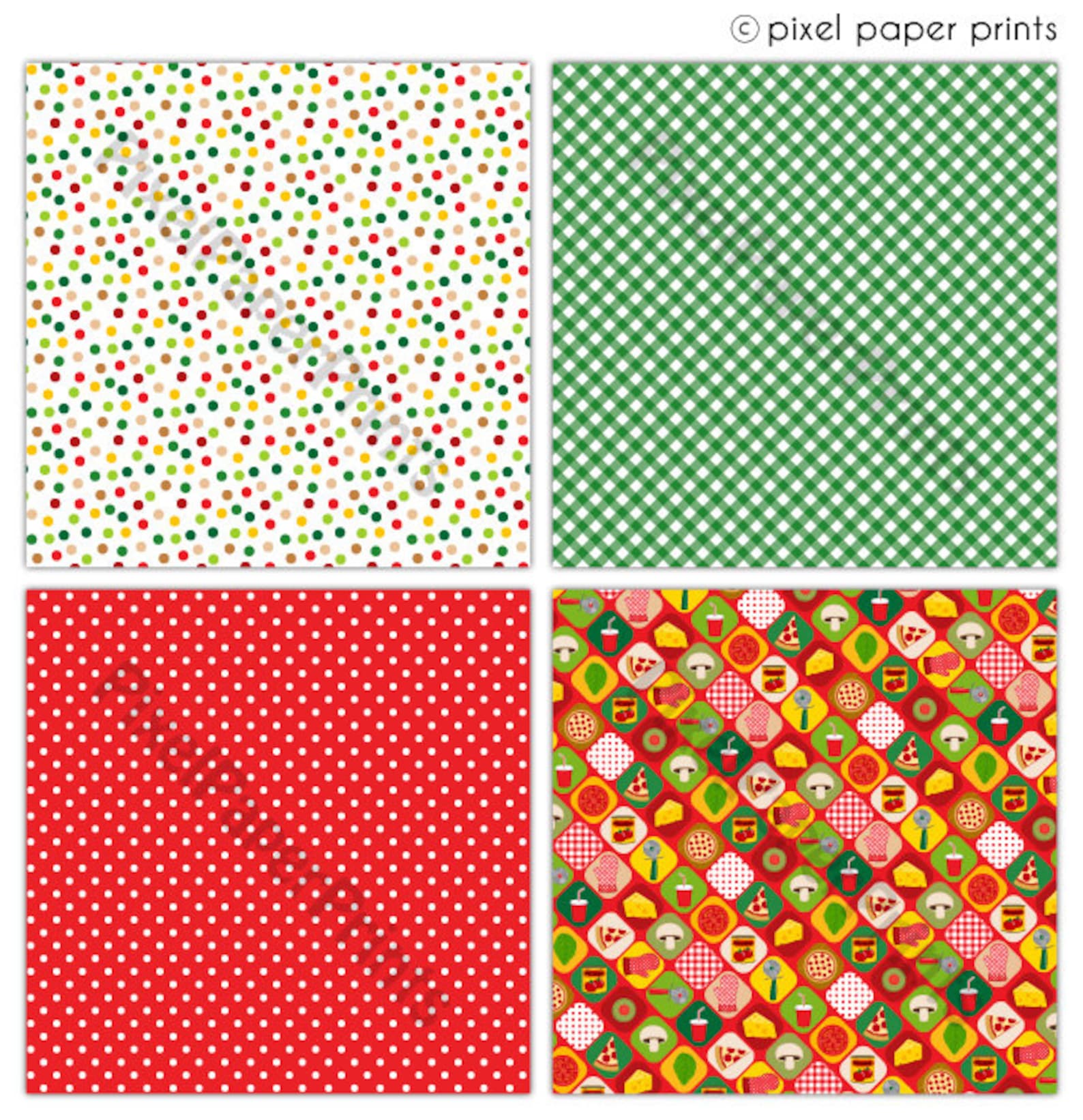 Pizza Papers Digital Paper Set Pizza Party - Etsy