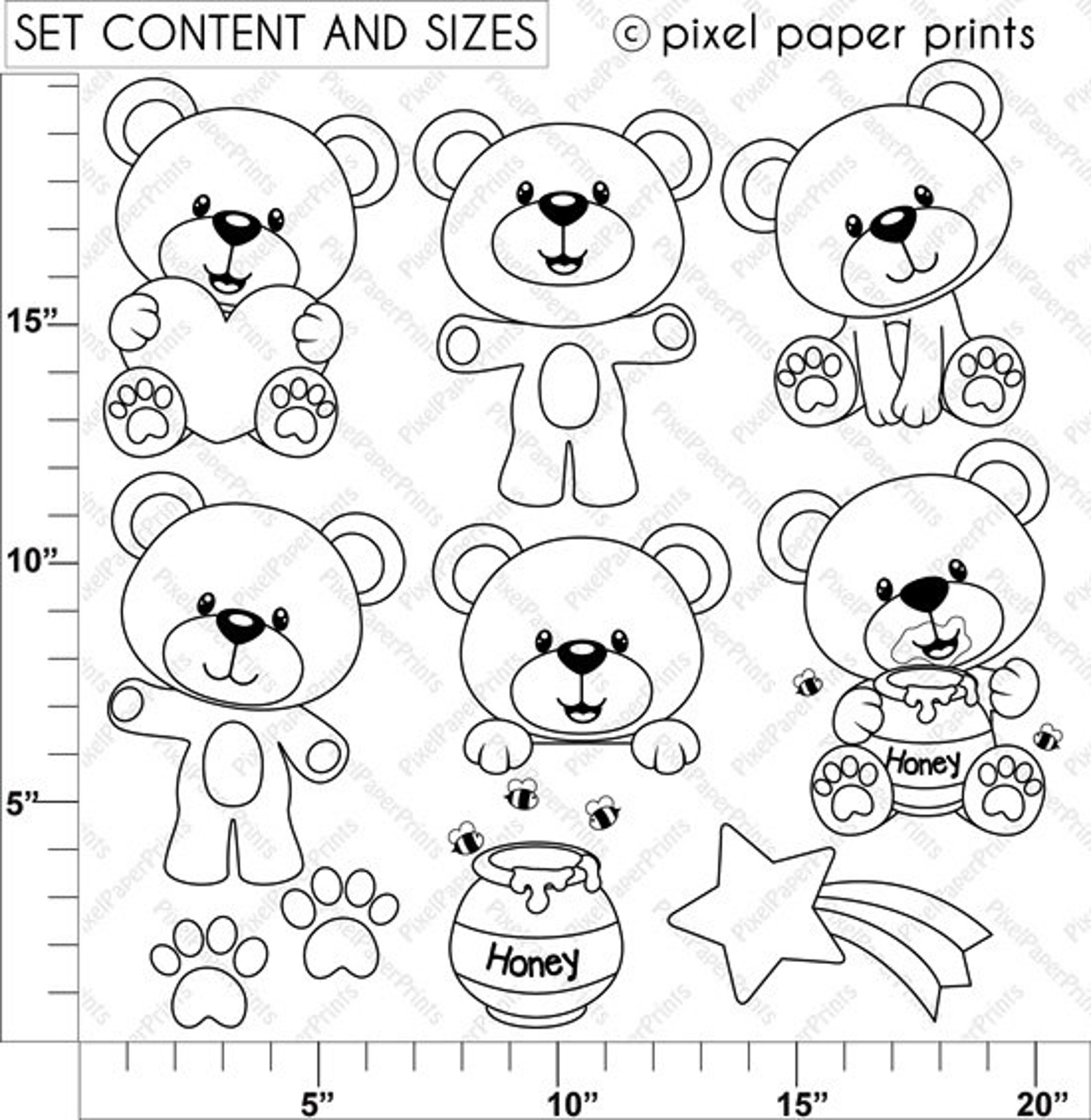 Baby Bear Digital Stamps - Etsy
