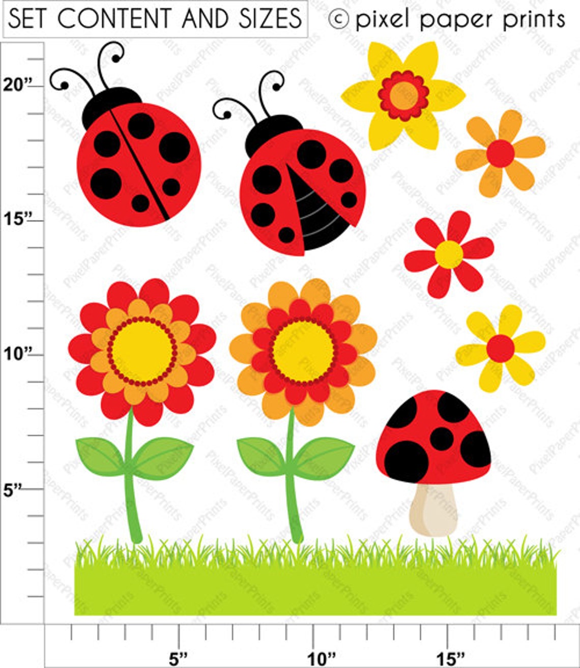 Ladybug Girl Digital Paper and Clip Art Set Ladybug - Etsy