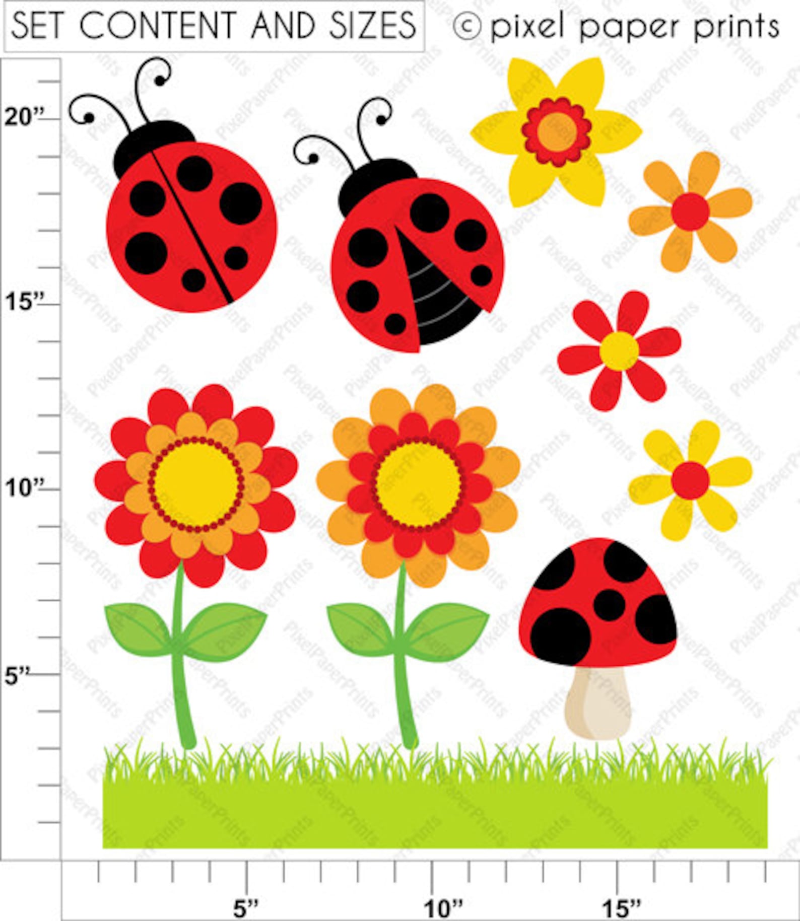 Ladybug Girl Digital Paper and Clip Art Set Ladybug - Etsy