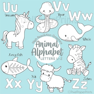 Animal Alphabet Collection A to Z - Digital Stamps - ABC Clip Art ...