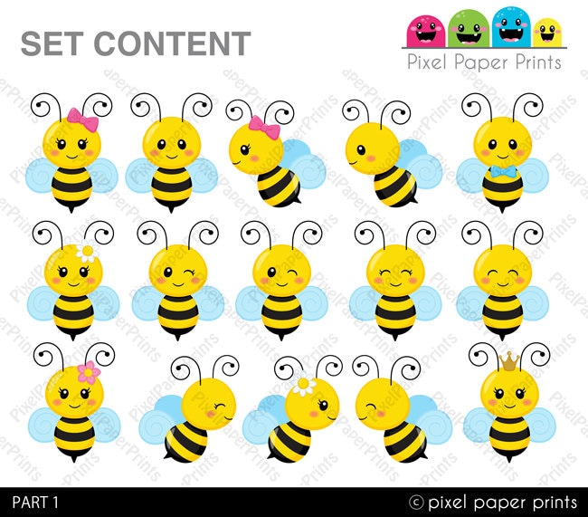 Busy Bee Clip Art and Digital Paper Set Spring Clipart - Etsy UK