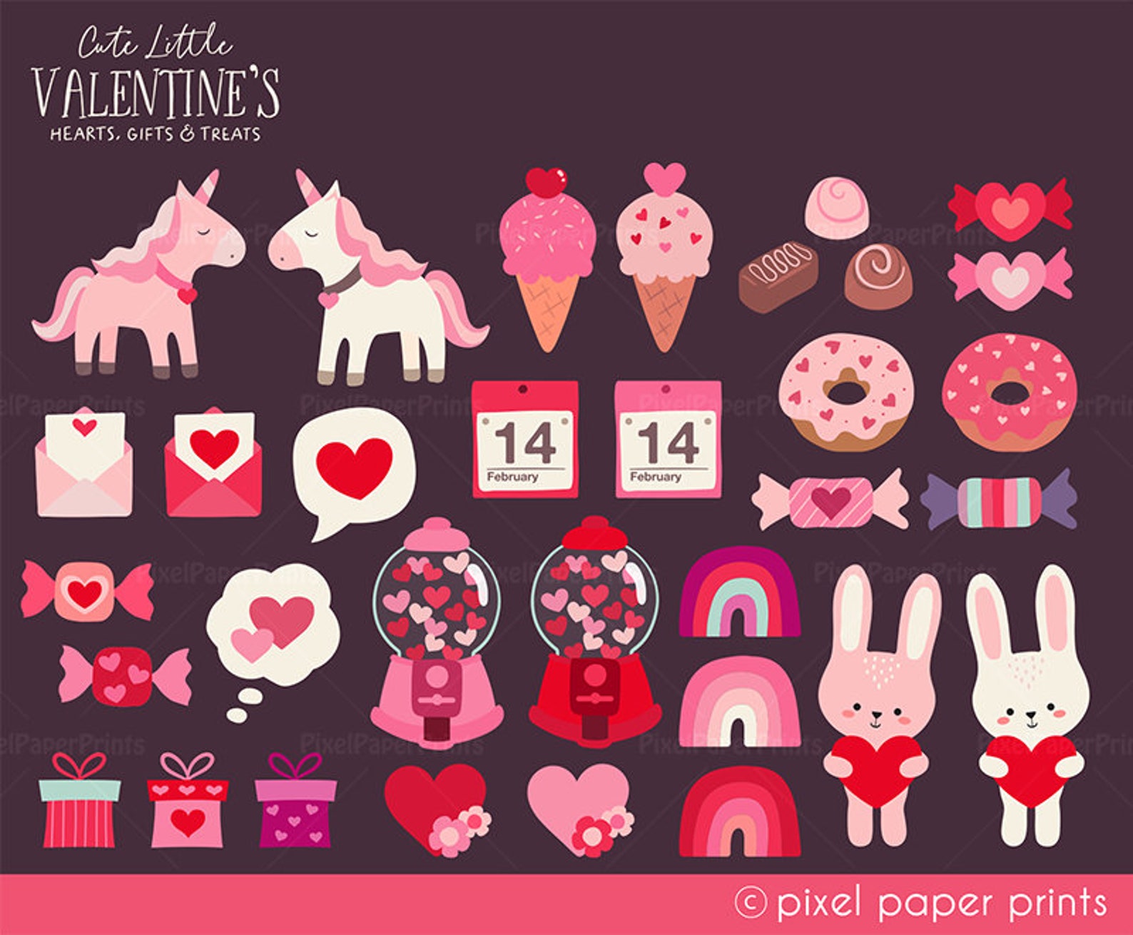 Valentine's Day Clipart - Cute Little Valentine's Hearts Gifts and ...