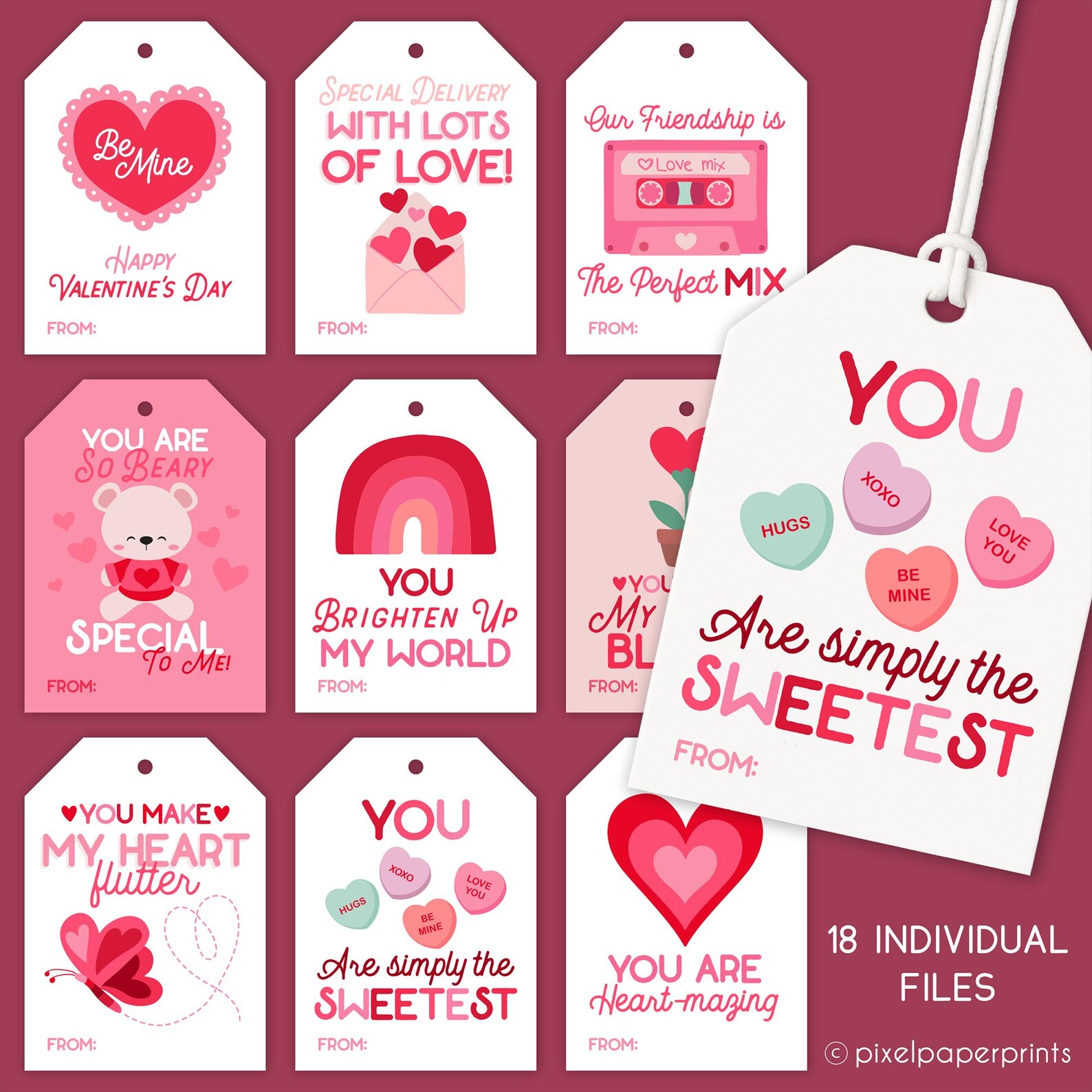 Printable Valentine's Day Gift Tags - Printable - 18 Designs ...