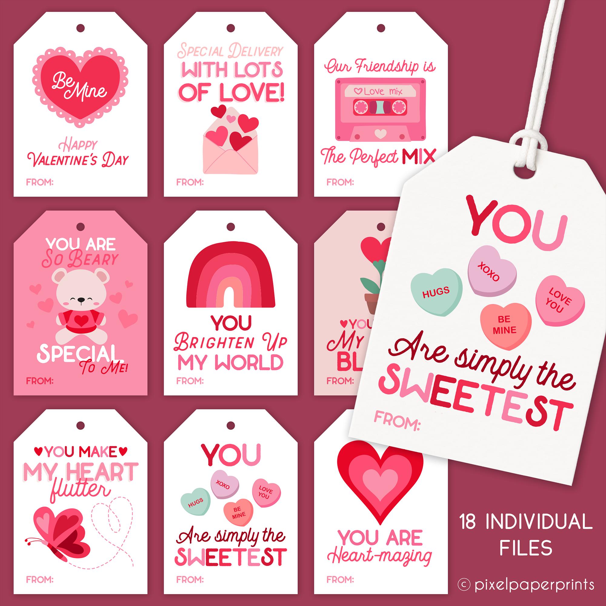Printable Valentine's Day Gift Tags - Printable - 18 Designs ...