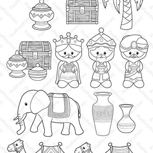 Nativity Scene - Digital Stamps - Christmas Clipart - Line Art Graphics ...