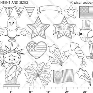 Cute 4th of July - Digital Stamps - Clipart - Etsy