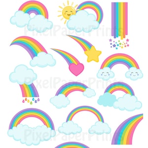 Rainbow Clipart Set | Colorful PNG Graphics for Commercial Use ...