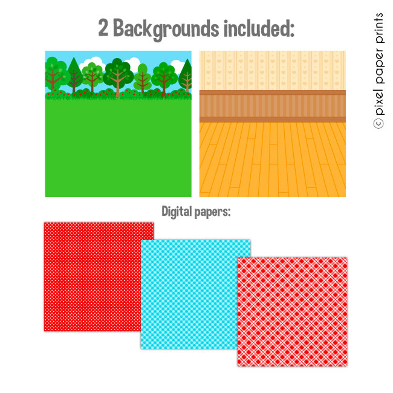 Little Red Riding Hood - Clipart - Clip Art and Digital Paper Set ...