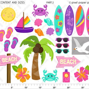 Surfer Girls Clipart - Clip Art and Digital Paper Set - Etsy