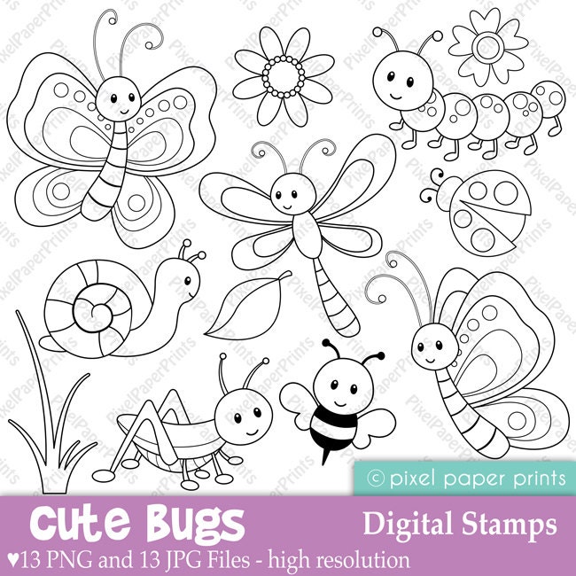 Cute Bugs - Digital Stamps - Etsy