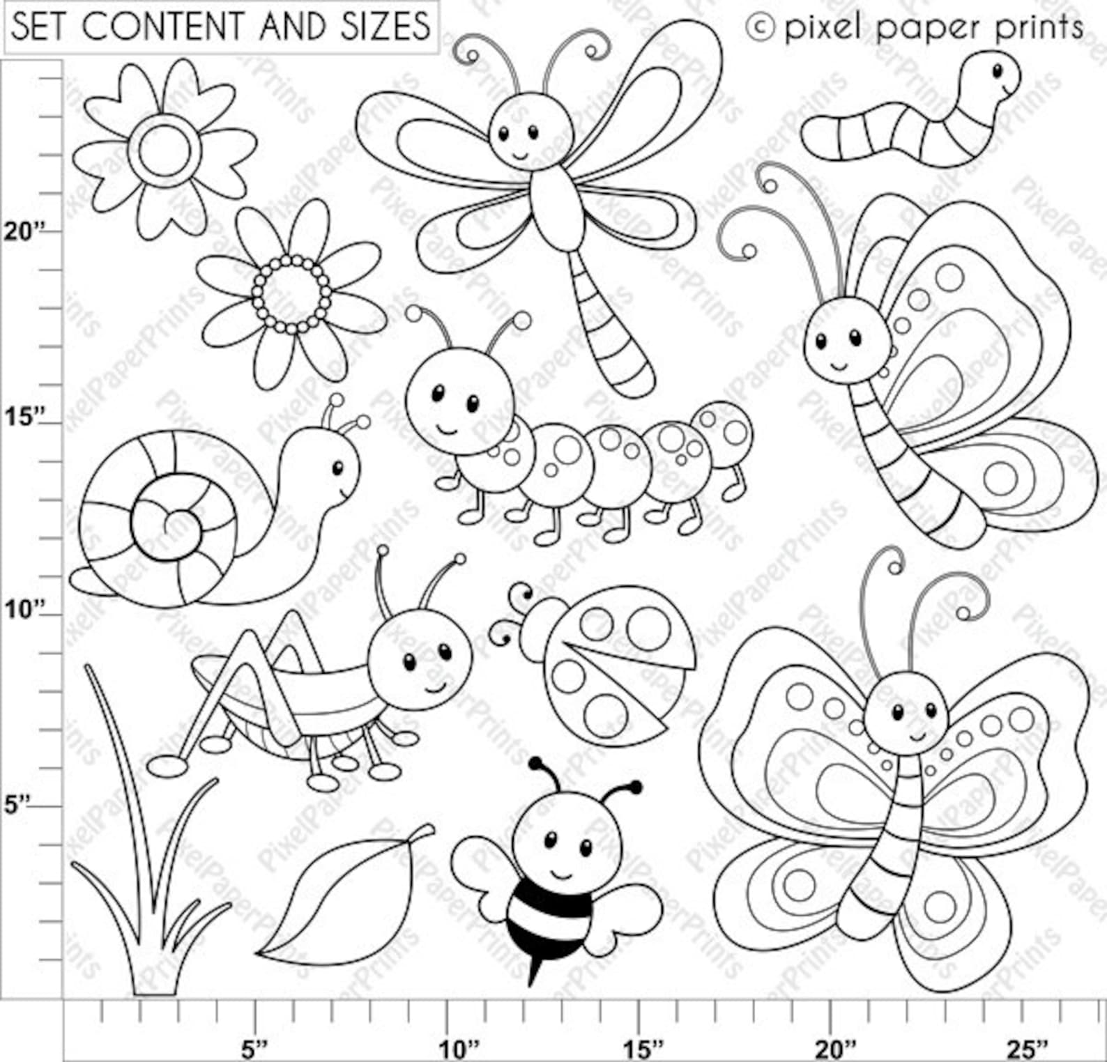 Cute Bugs Digital Stamps - Etsy
