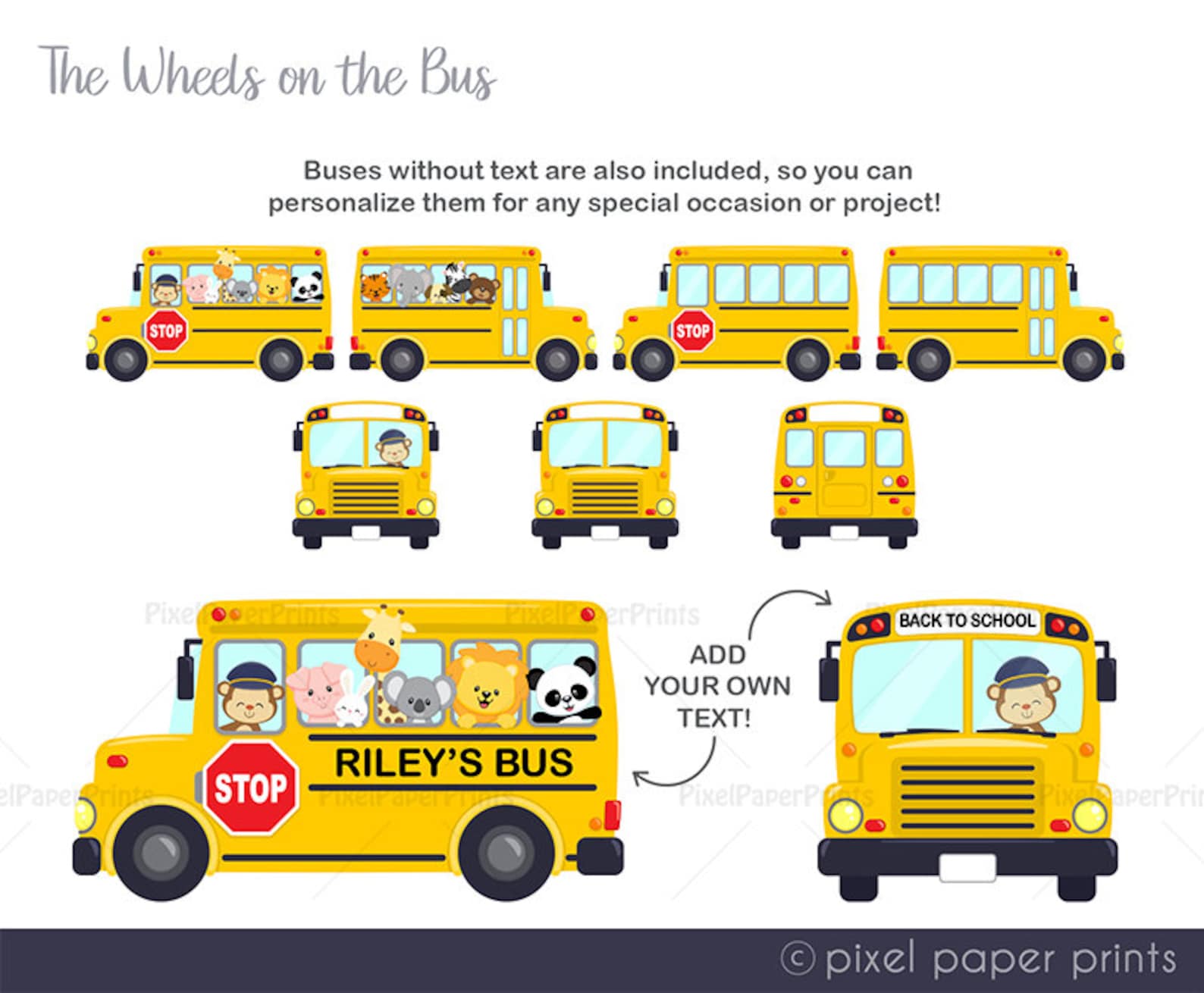 School Bus Clip Art- Clip Art - School Bus Graphics - Printable ...