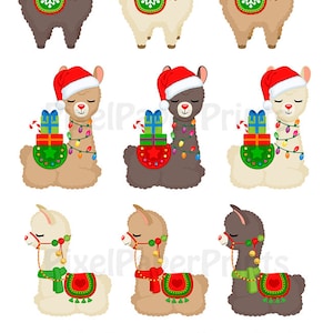 Christmas Llamas - Decorated Llama - Clipart - Christmas Alpaca Clip ...