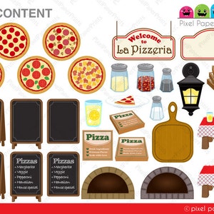 La Pizzeria Boys - Clip Art and Digital Paper Set - Pizza Party Clipart ...