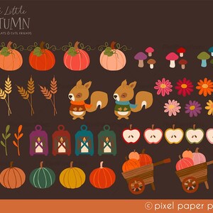 Fall Clip Art - Cute Little Autumn Motifs and Cute Animals - Hygge ...
