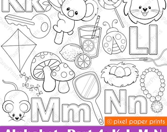 Alphabet Digital Stamps Part 1 ABC Clip Art School Clipart | Etsy