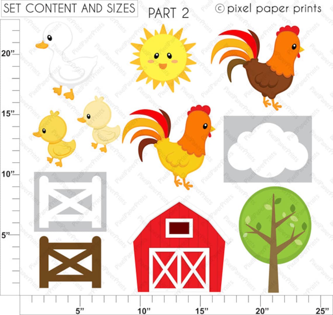 Digital clipart Farm Animals Digital paper and clip art | Etsy