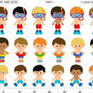 Boys at the Beach Clipart - Clip Art and Digital Paper Set - Digital ...