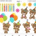 Birthday Bear Clipart and Digital Paper Set Digital - Etsy