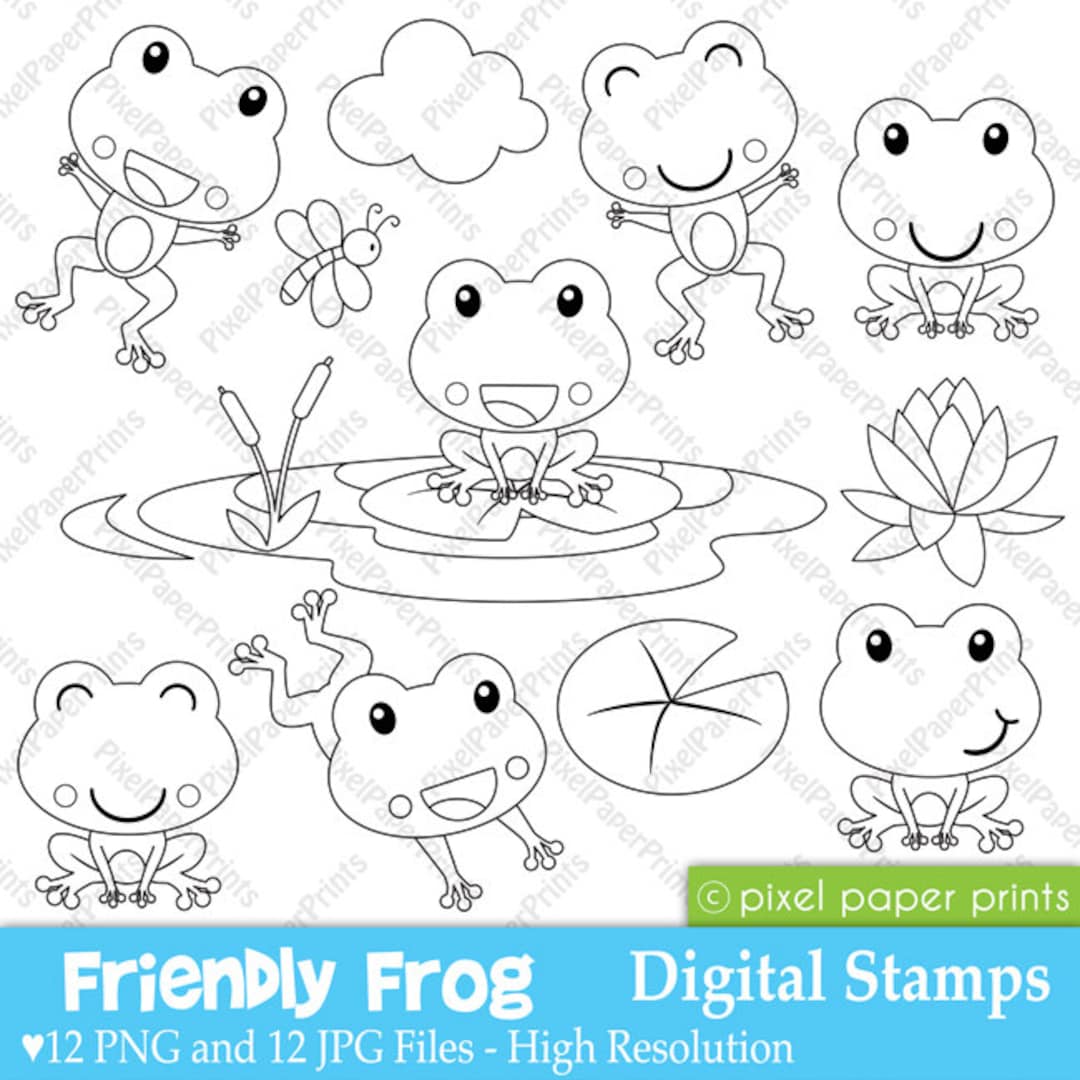 Friendly Frog - Digital Stamps - Etsy