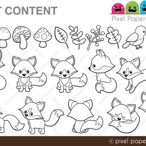 Friendly Fox - Digital Stamps - Fox Stamps - Line Art, Digital Download ...